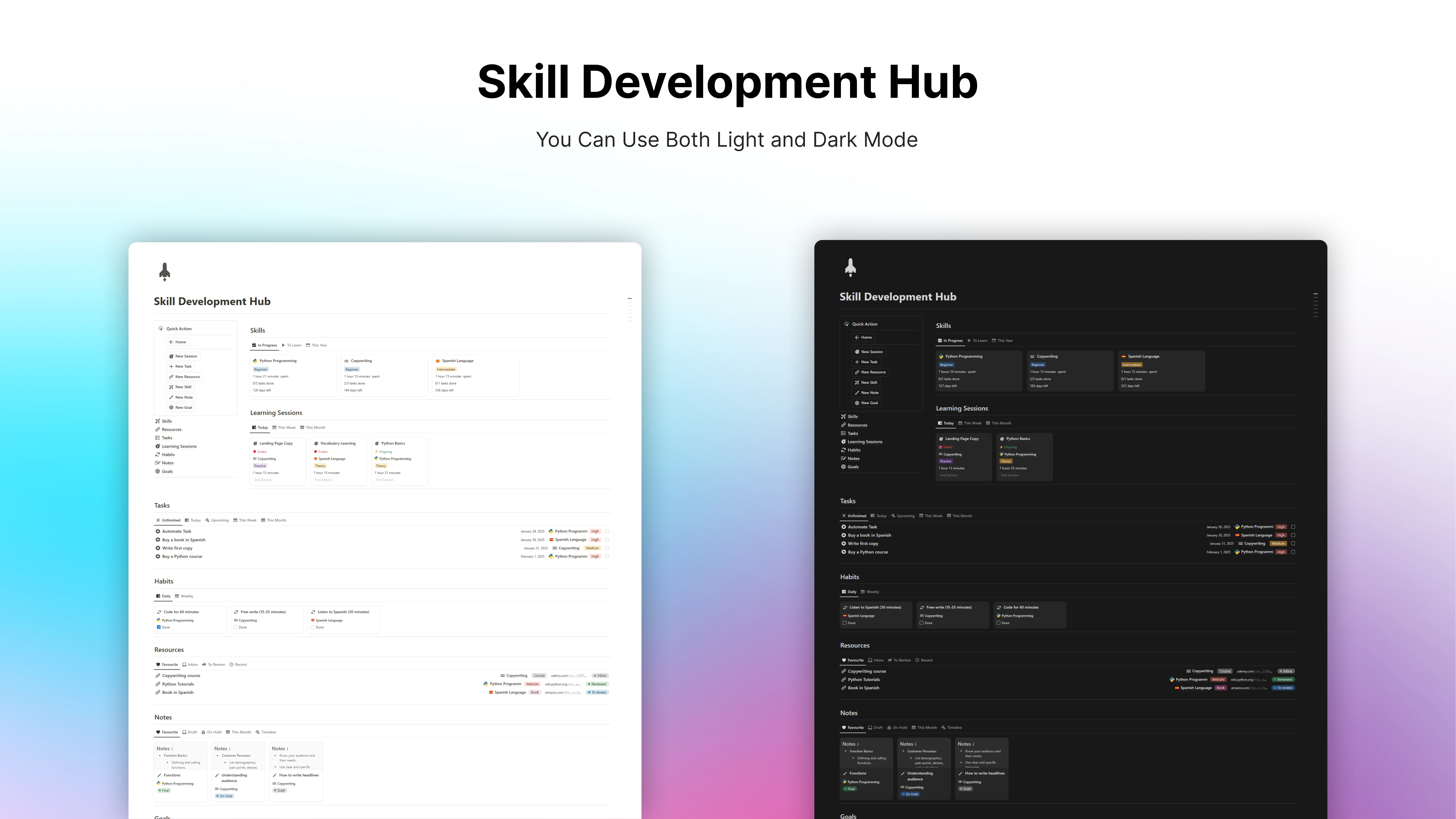 Notion Skill Development Hub - Personal Plantilla